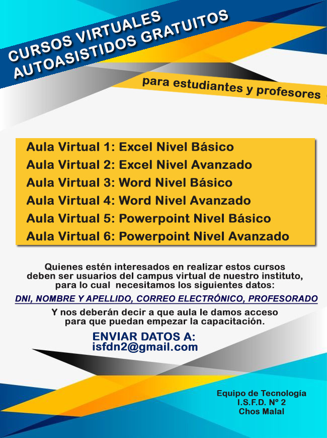 CURSOS VIRTUALES GRATUITOS – INSTITUTO SUPERIOR DE FORMACIÓN DOCENTE Nº 2